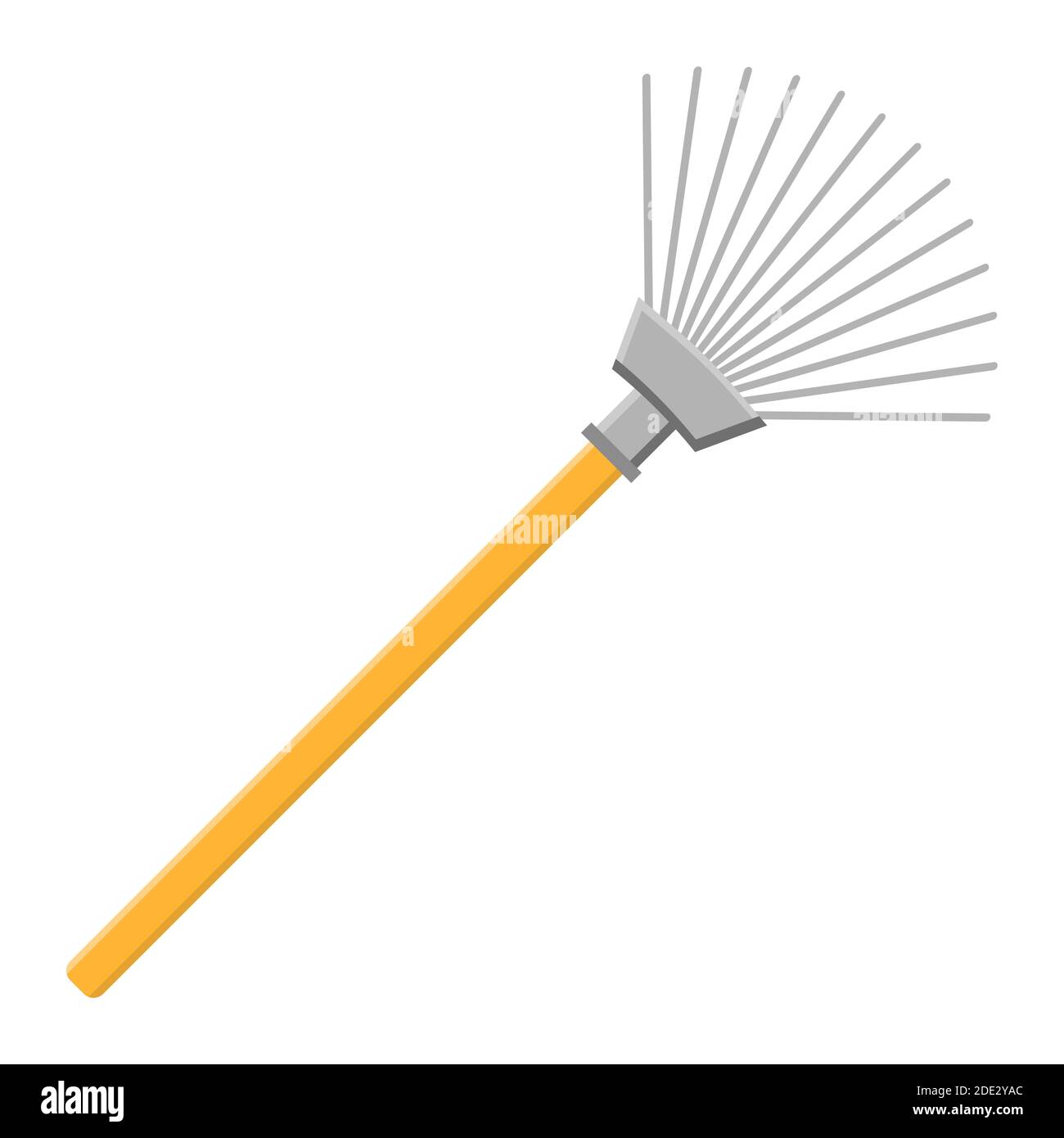 Cartoon rake icon isolated on white background. Gardening tool. Vector ...