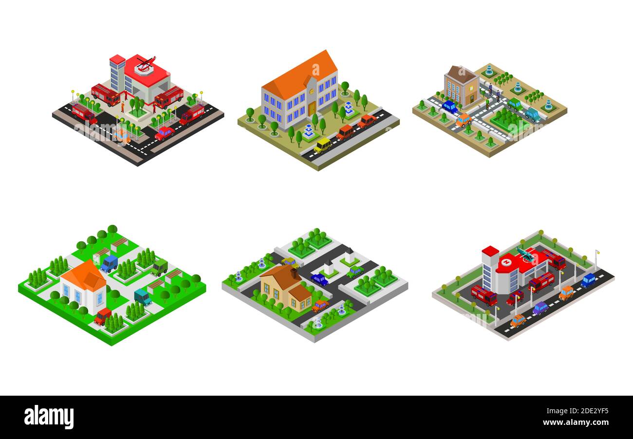 Isometric Buildings Set Vector illustration Stock Vector Image & Art ...