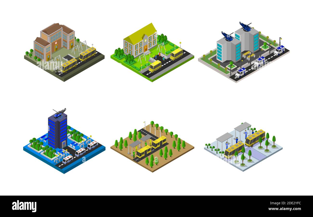 Isometric Buildings Set Vector illustration Stock Vector Image & Art ...