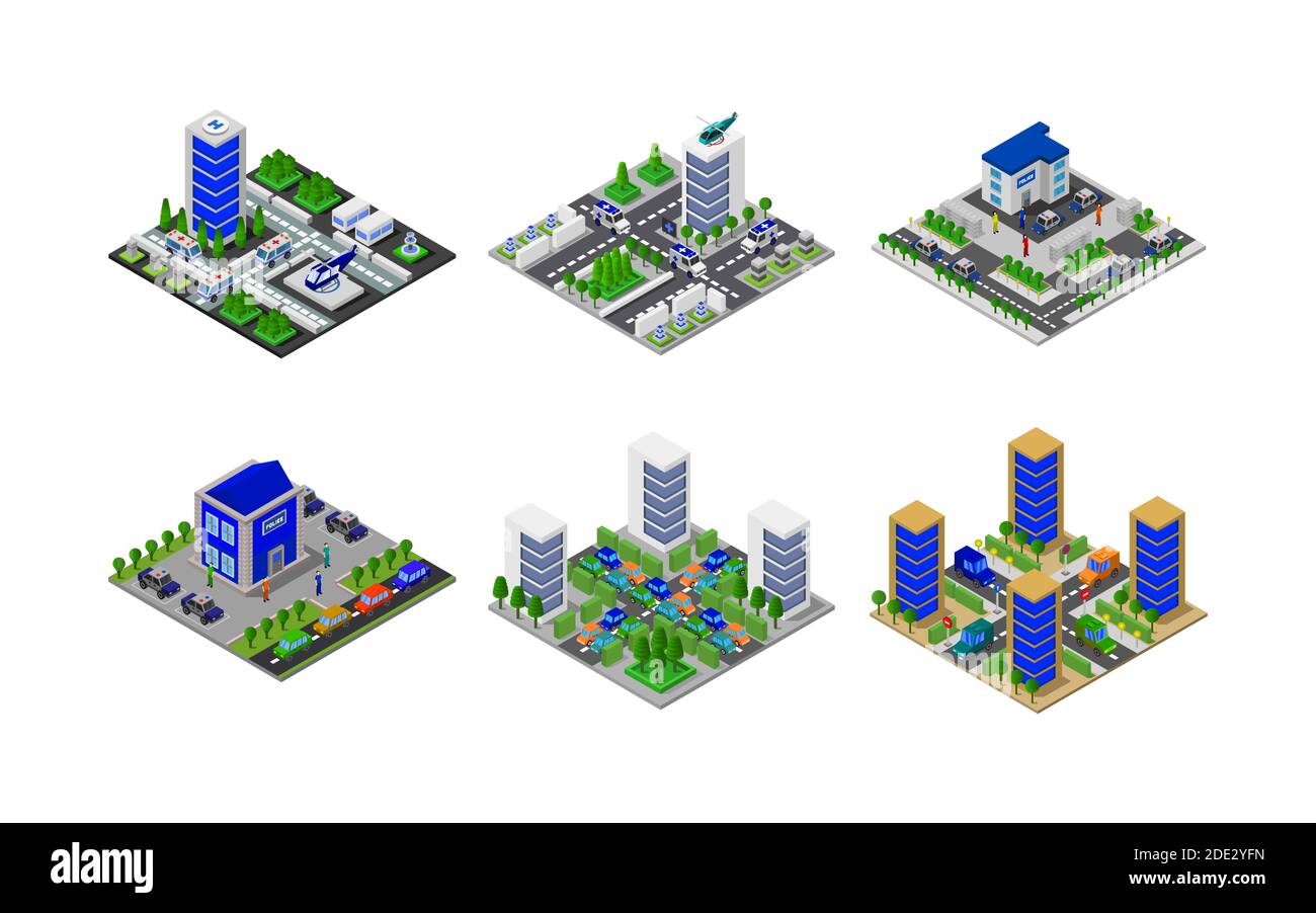 Isometric Buildings Set Vector illustration Stock Vector Image & Art ...