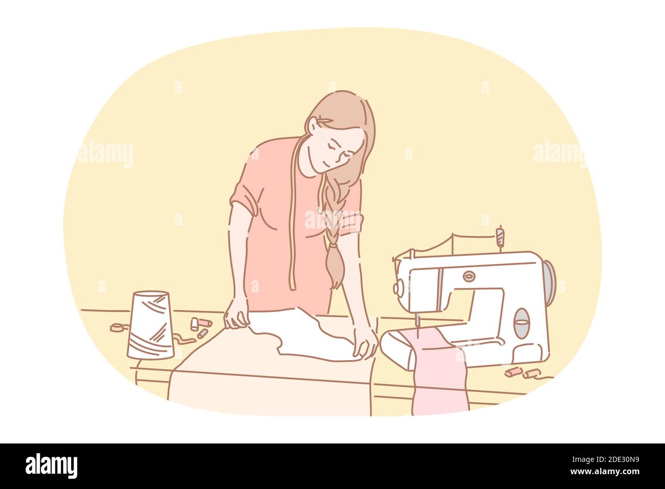 Woman designer sewing clothes Stock Vector Images - Alamy