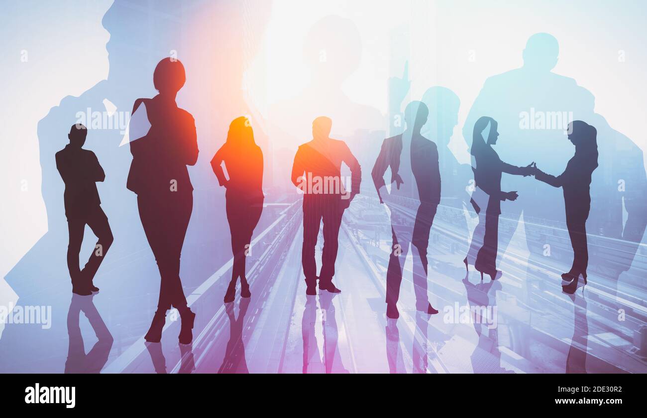 Abstract image of many business people together in group on background ...