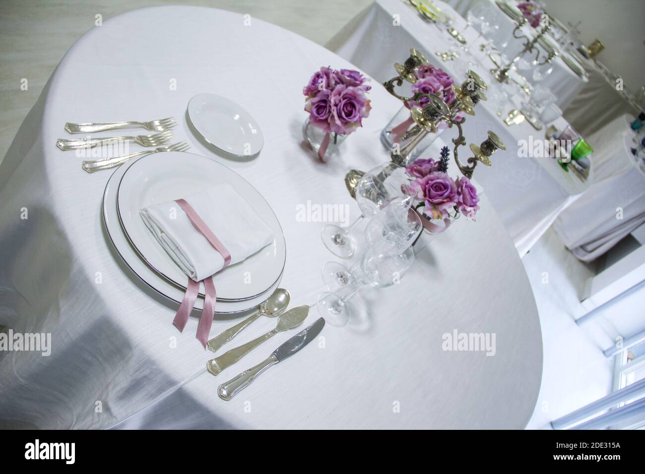 details of a set table, classic and elegant style Stock Photo - Alamy