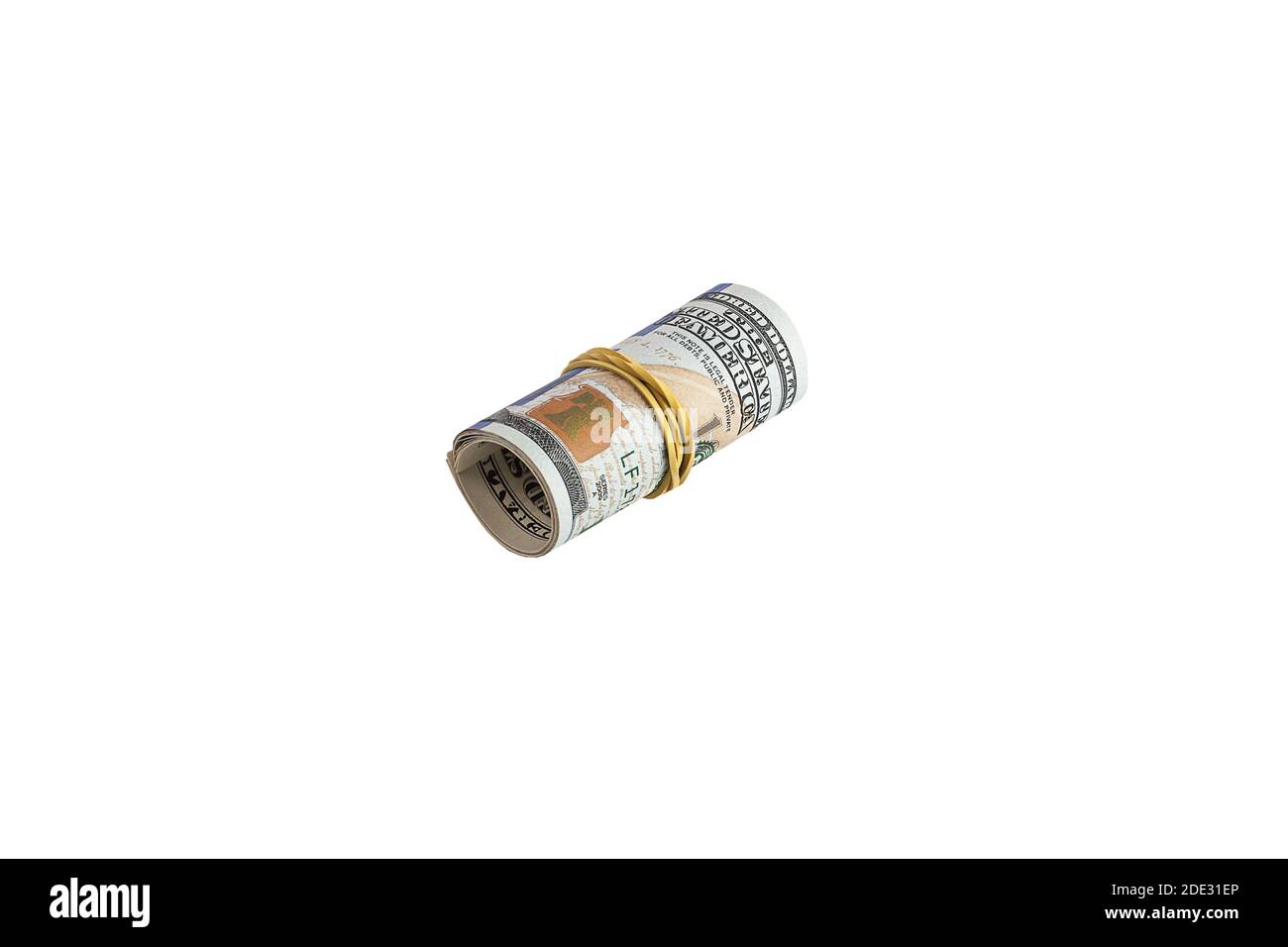 Bundle of banknotes (US dollars) tied with a rubber band Stock Photo ...