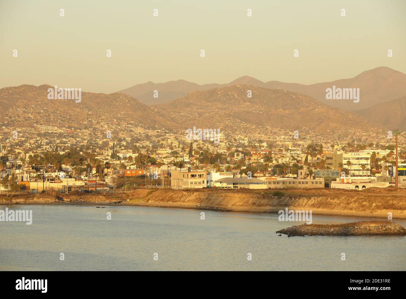The waterfront landscape of the city of Ensenada, Mexico Stock Photo ...