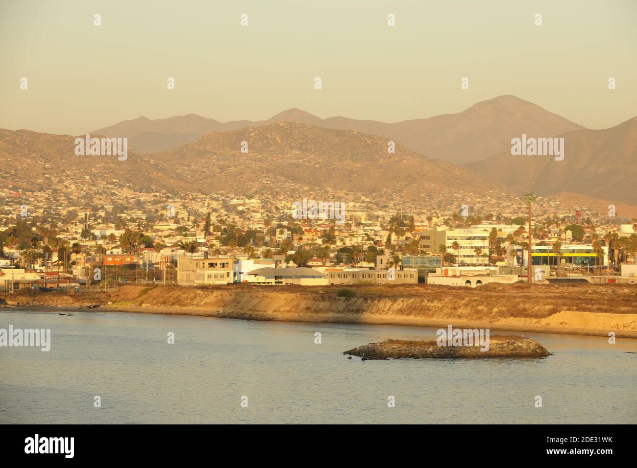The waterfront landscape of the city of Ensenada, Mexico Stock Photo ...