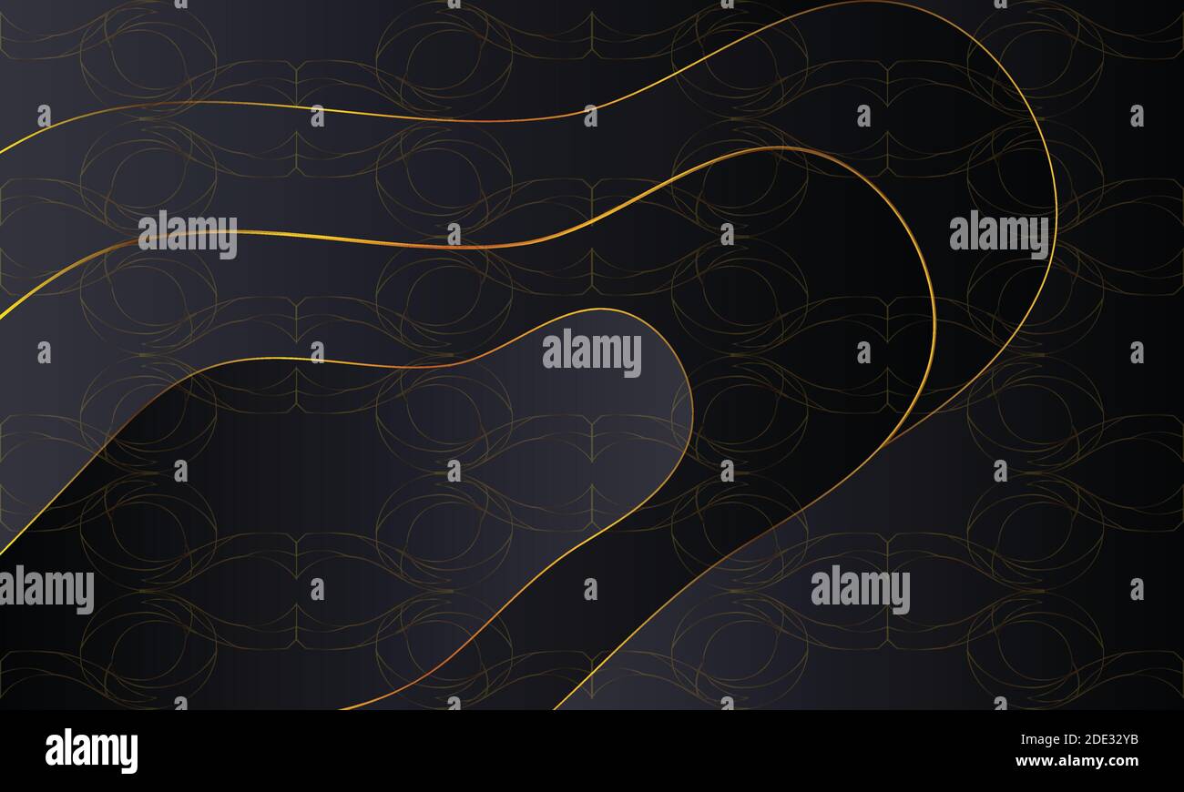 Black background with golden seamless abstract geometric pattern Stock ...