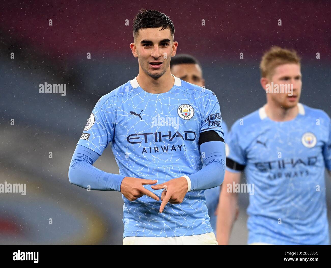 Manchester City's Ferran Torres celebrates scoring the fourth goal ...