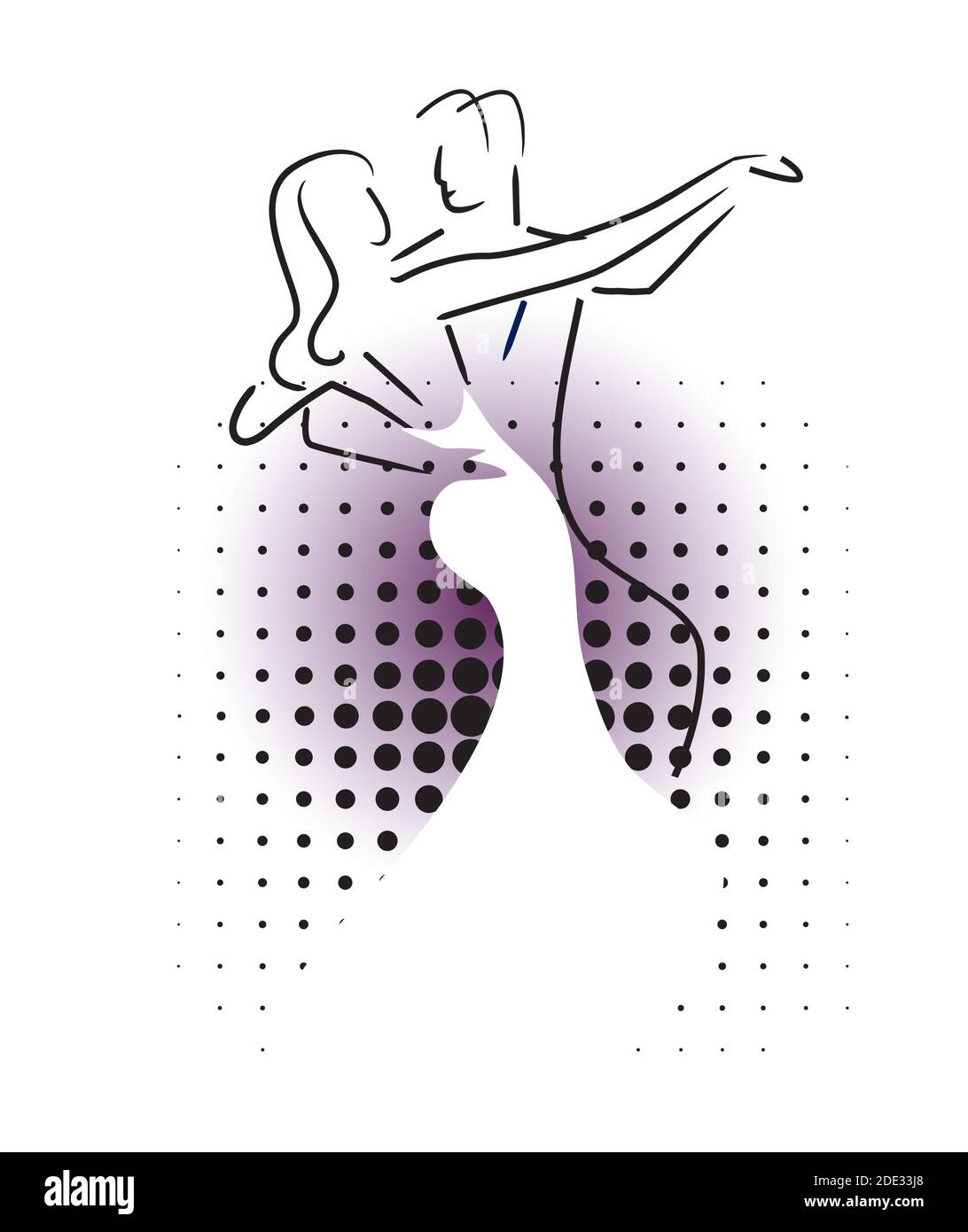 Balroom Dancers Couple. Line art stylized illustration of Young couple ...