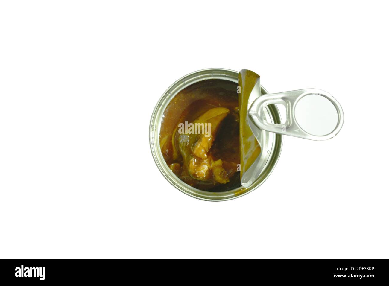 fish in tin can on white background Stock Photo - Alamy