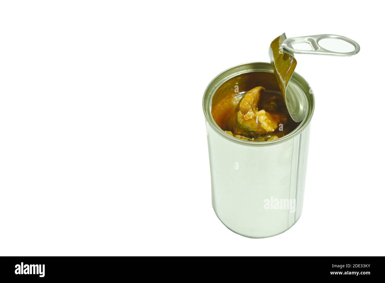 fish in tin can on white background Stock Photo - Alamy