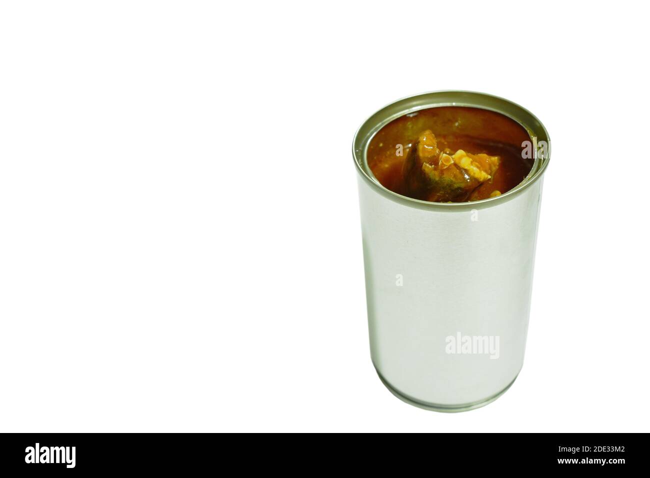 fish in tin can on white background Stock Photo - Alamy