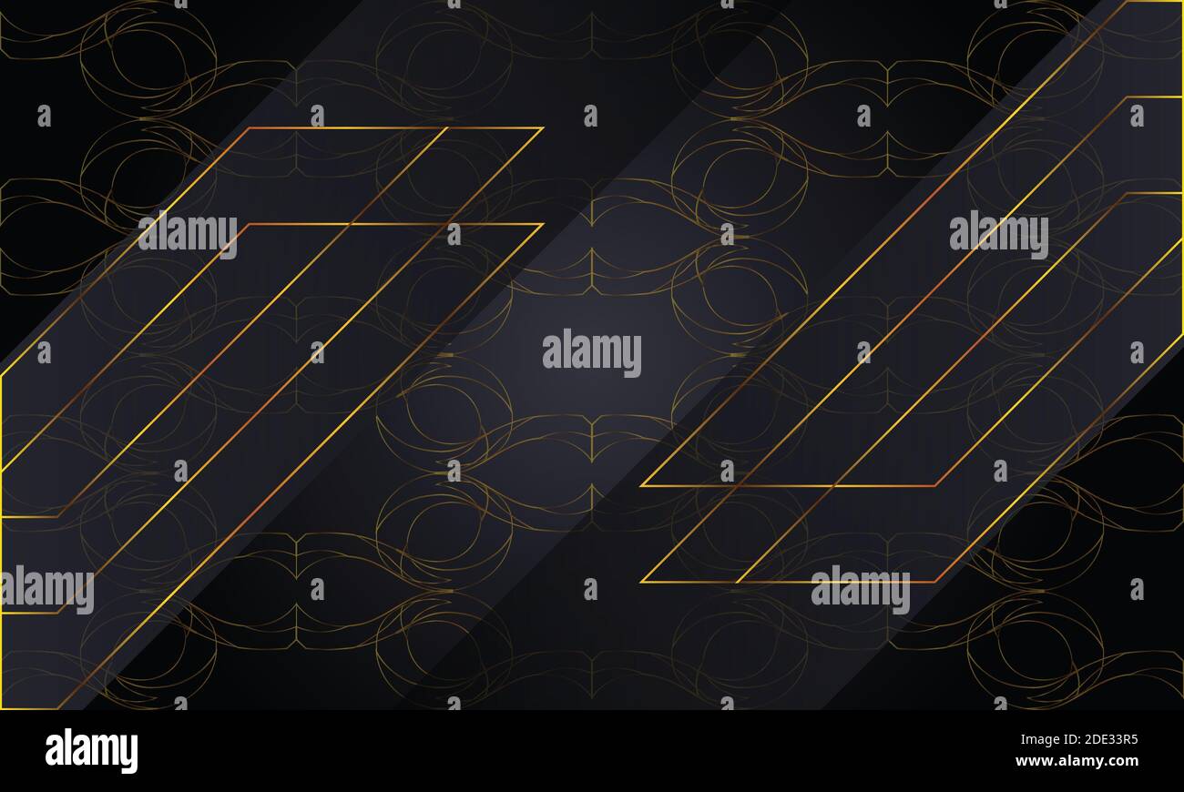 Black background with golden seamless abstract geometric pattern Stock ...
