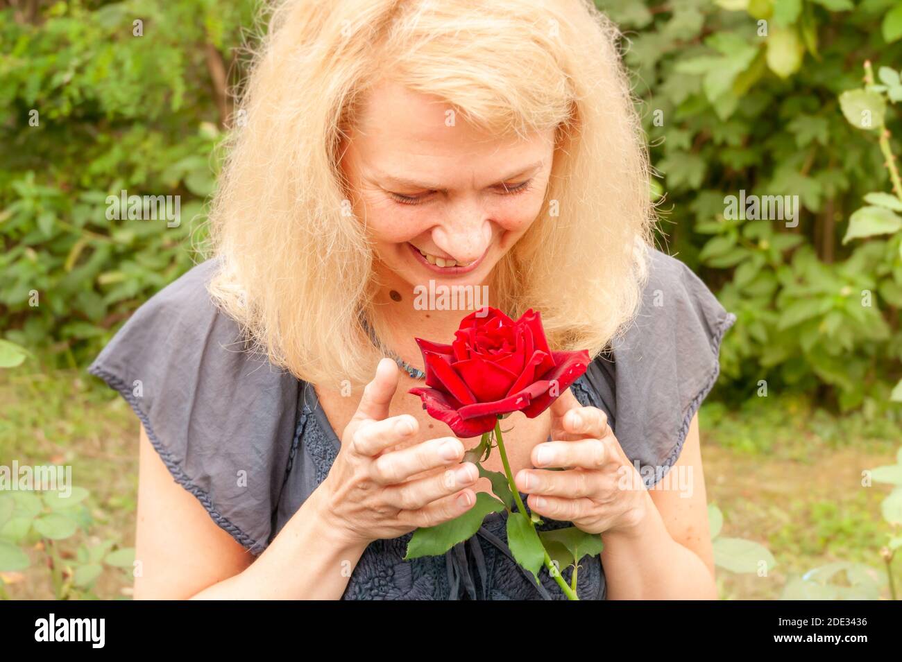 Lady in rose garden hi-res stock photography and images - Alamy
