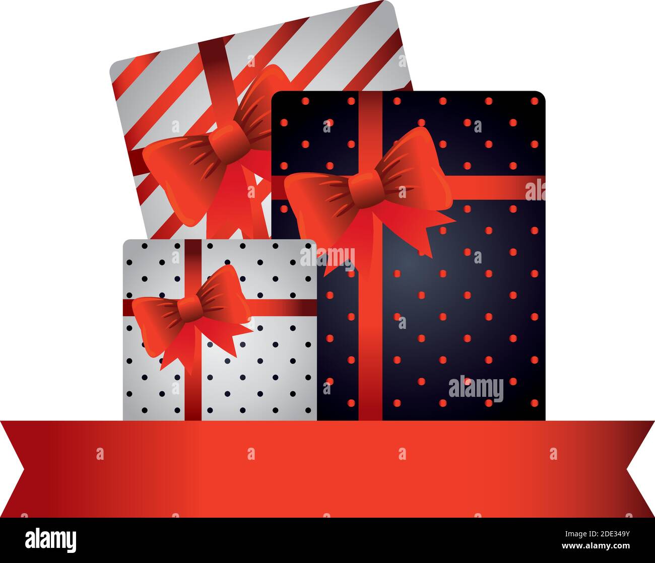 Gift boxes beautiful bows Stock Vector Images - Alamy