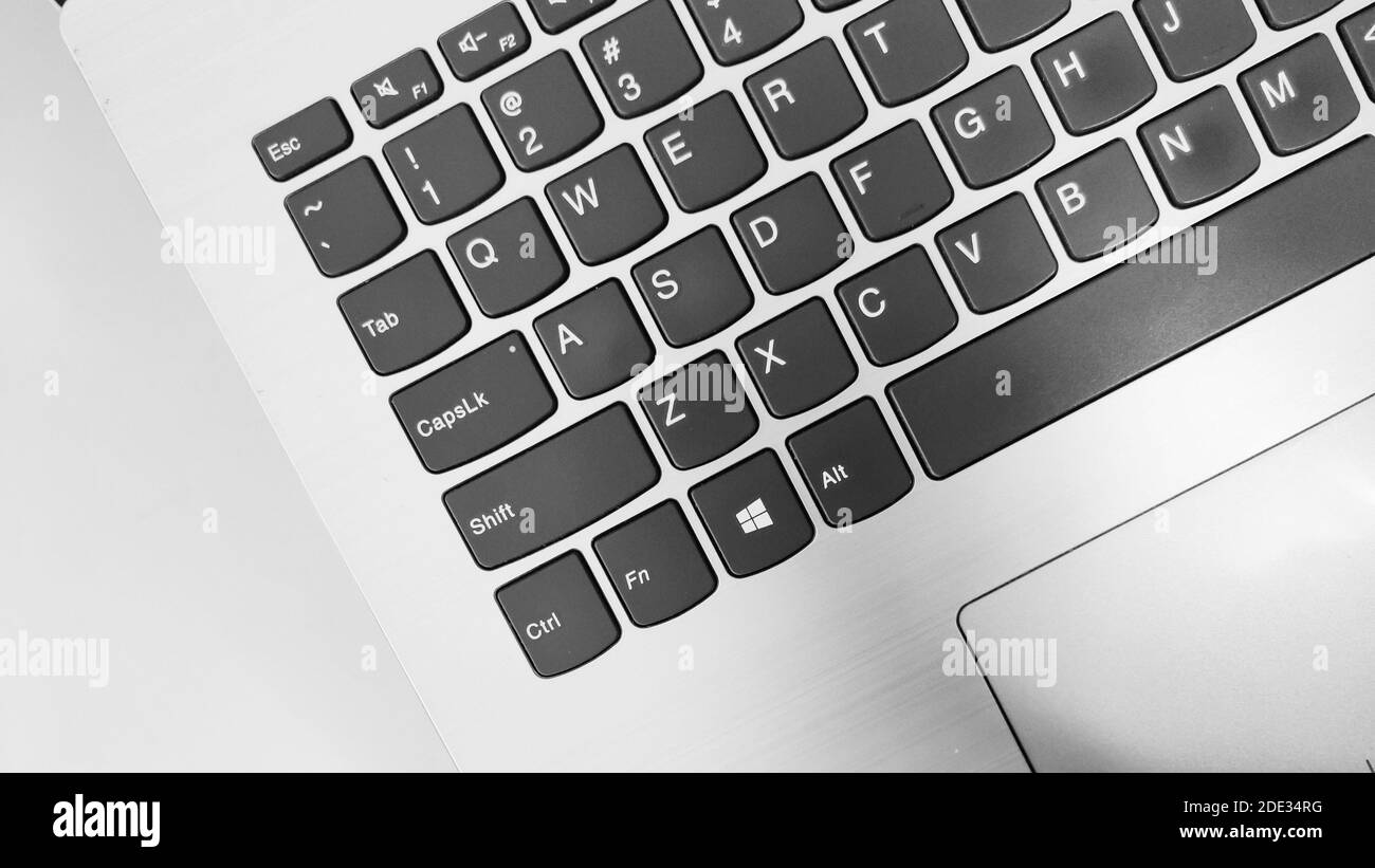 Typing on laptop keyboard closeup Black and White Stock Photos & Images ...