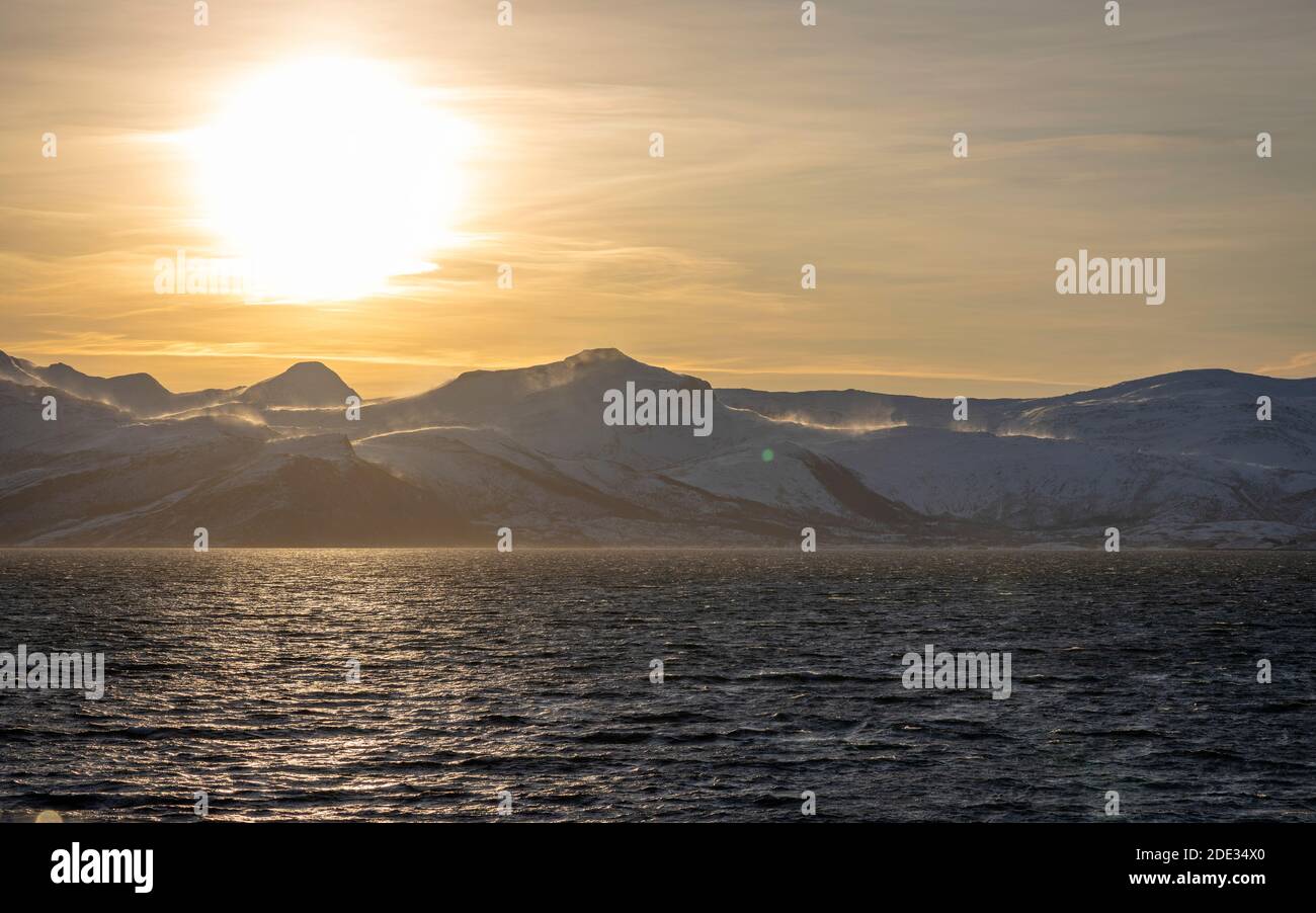 Cruise in sunrise to the spectacular arctic circle in Norway Stock ...