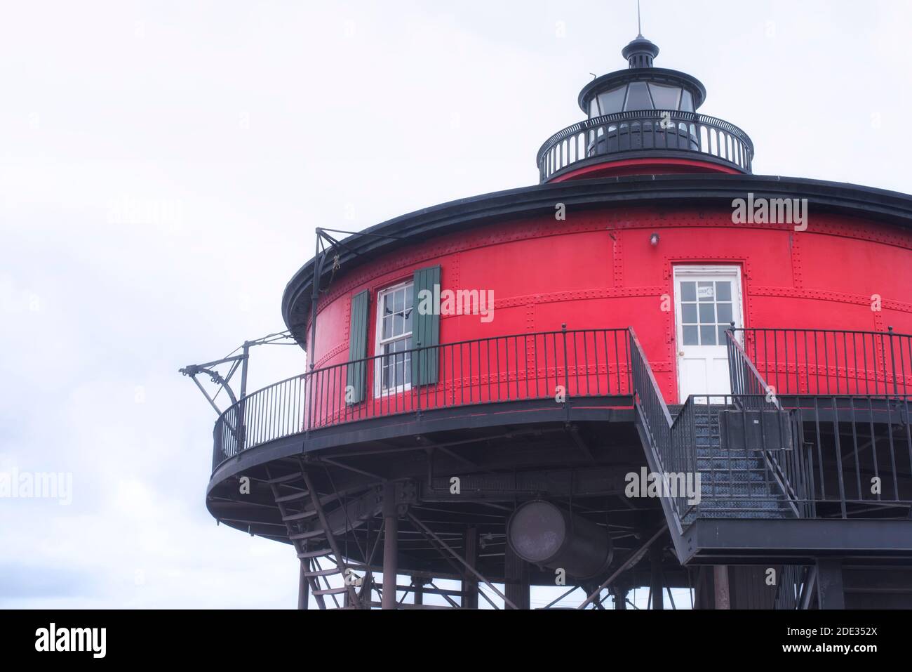 the historic red and black landmark seven foot knoll lighthouse within ...