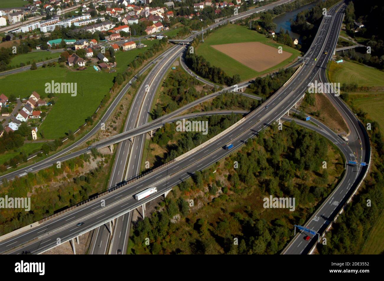 a motorway interchange or junction for road traffic and transportation ...