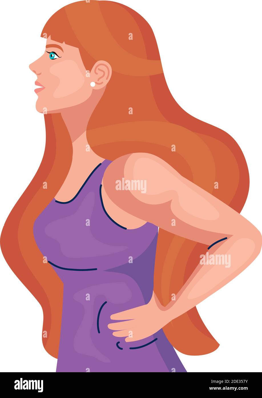 woman cartoon with red hair from side vector design Stock Vector Image ...