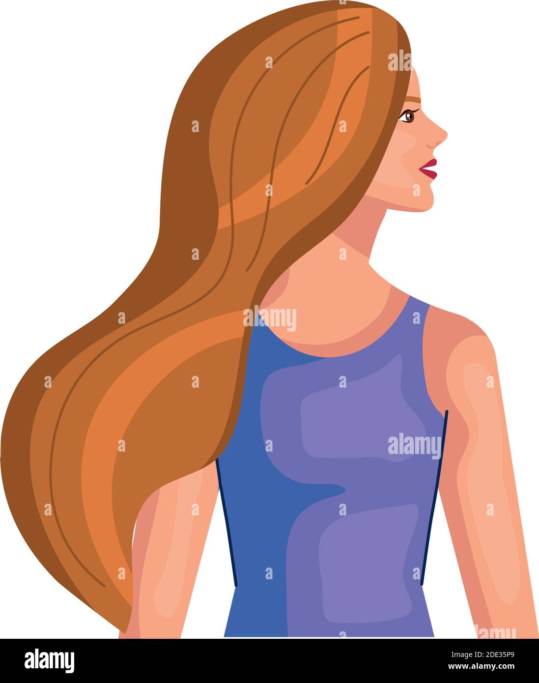 woman cartoon with brown hair from side vector design Stock Vector ...
