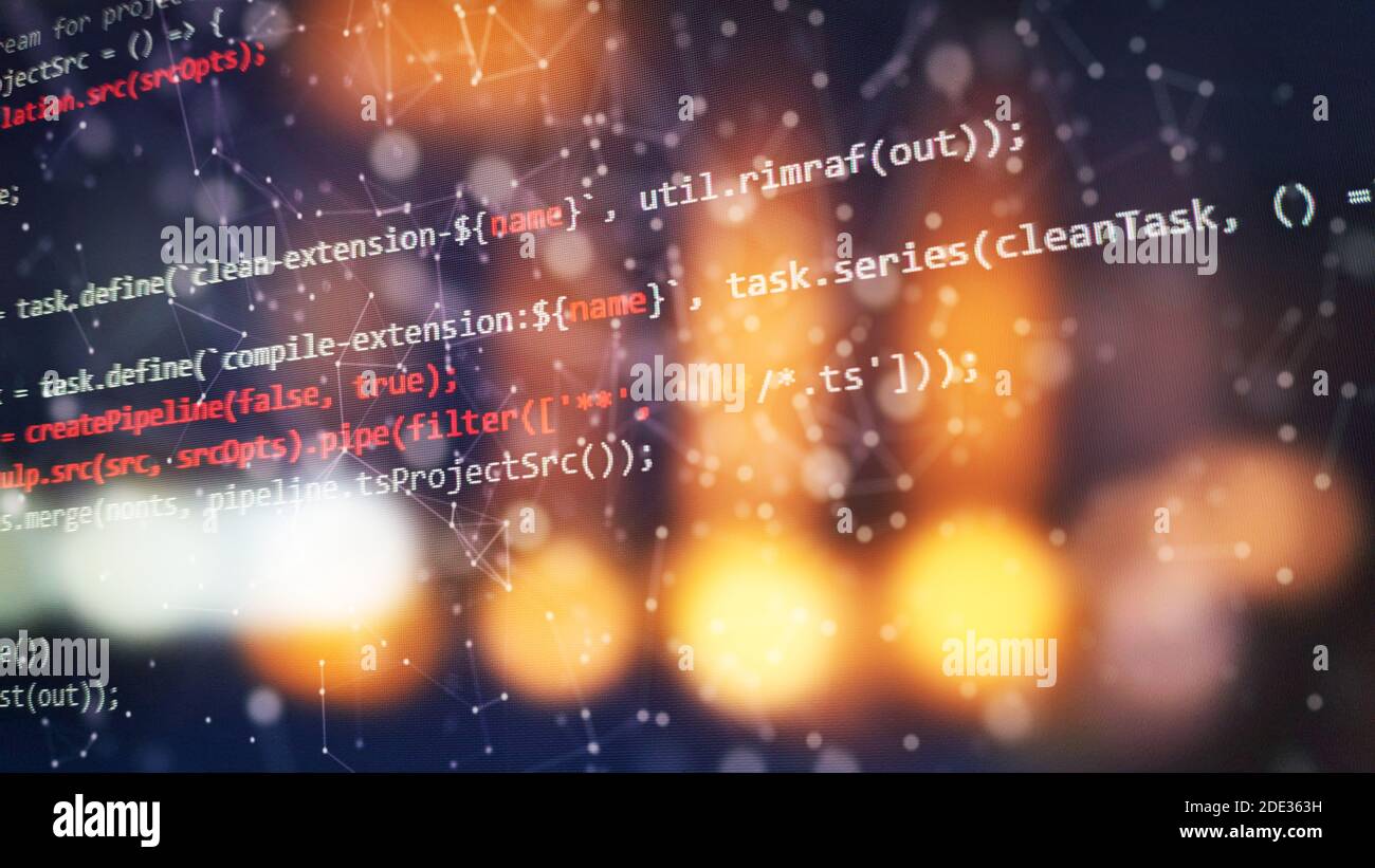 Monitor closeup of function source code. Abstract IT technology ... Monitor closeup of function source code. Abstract IT technology ...