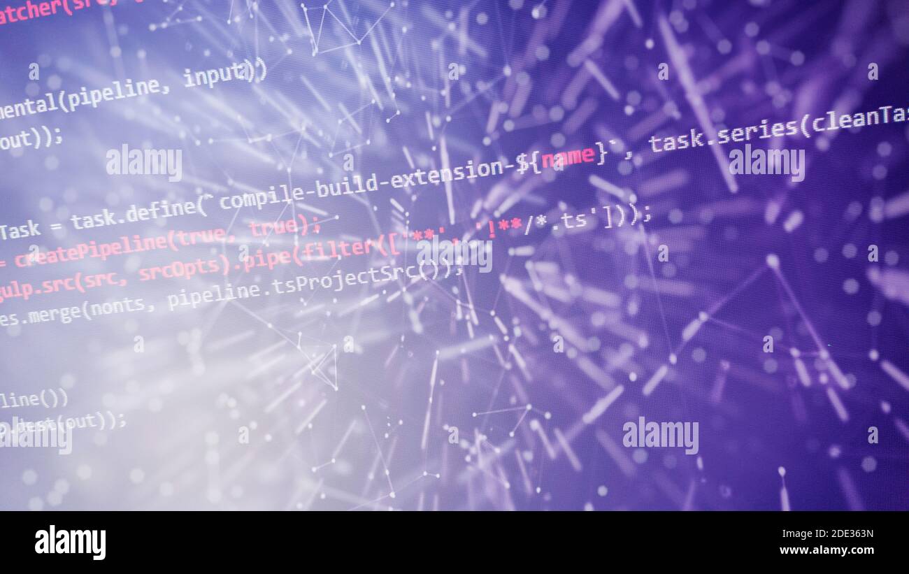 Monitor closeup of function source code. Abstract IT technology ... Monitor closeup of function source code. Abstract IT technology ...