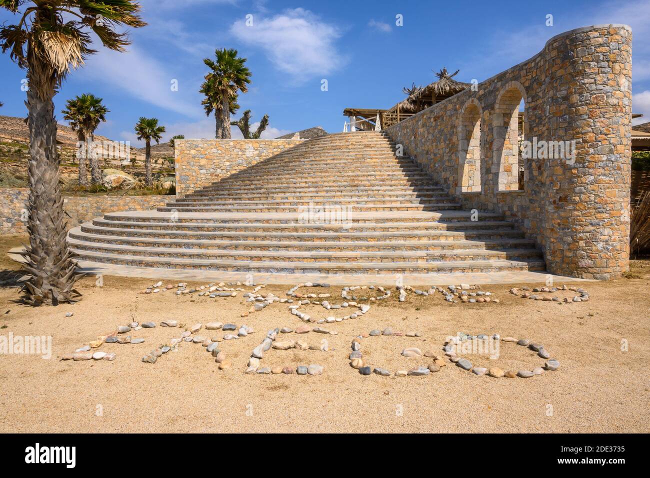 Ios, Greece - September 20, 2020: Erego beach bar and restaurant at ...