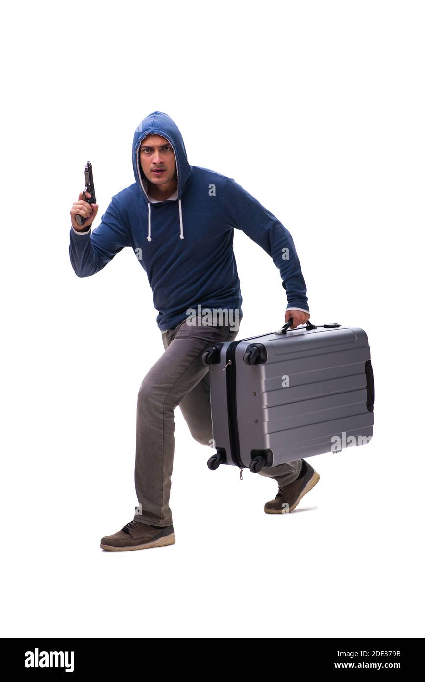 Young male bandit isolated on white background Stock Photo - Alamy