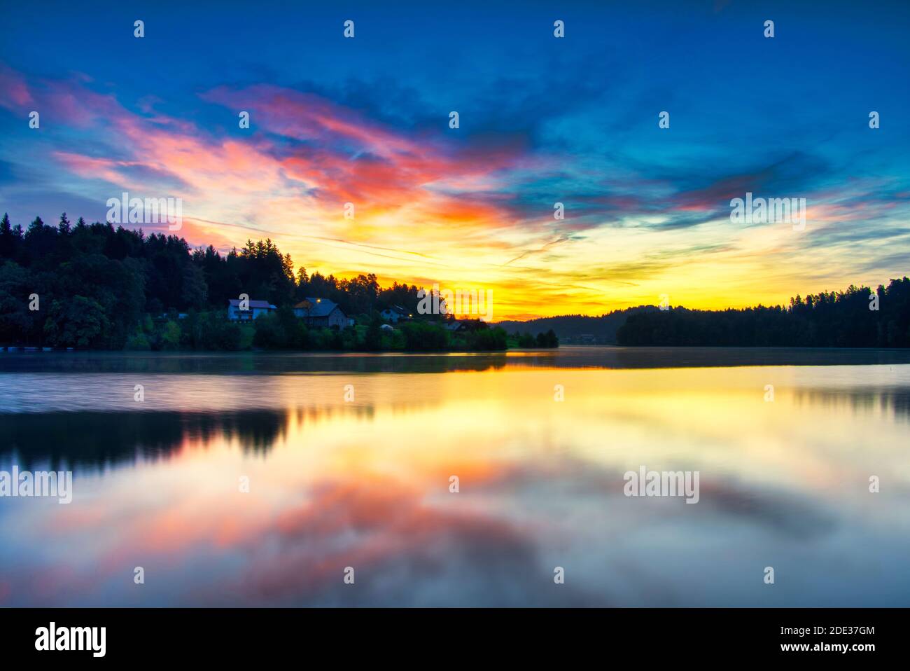Colorful morning at lake Stock Photo - Alamy