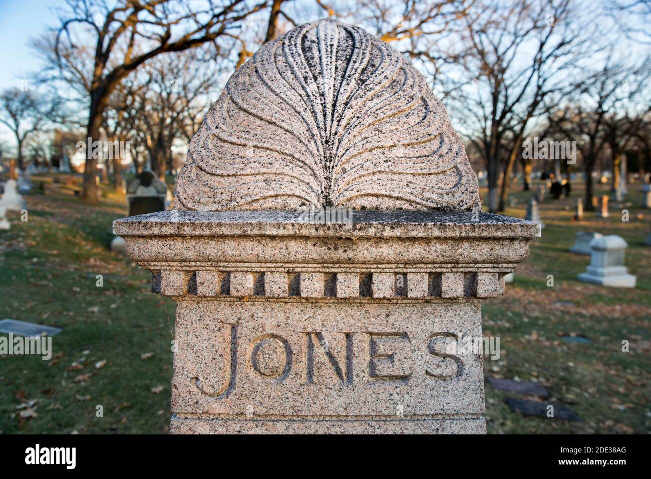 Detail of architect Harry Wild Jones monument with an architectural ...