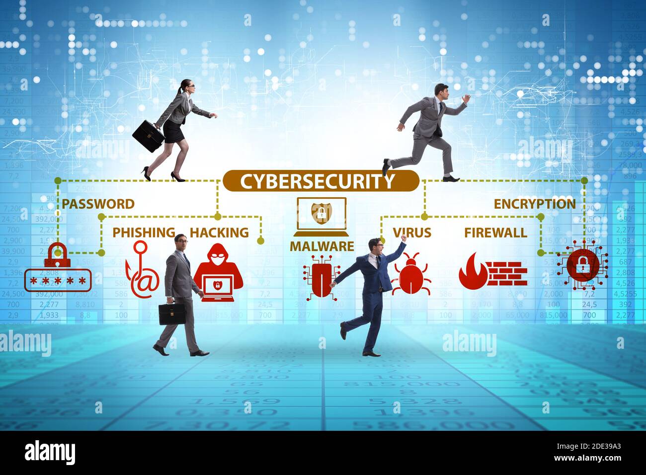 Cybersecurity concept with the key elements Stock Photo - Alamy
