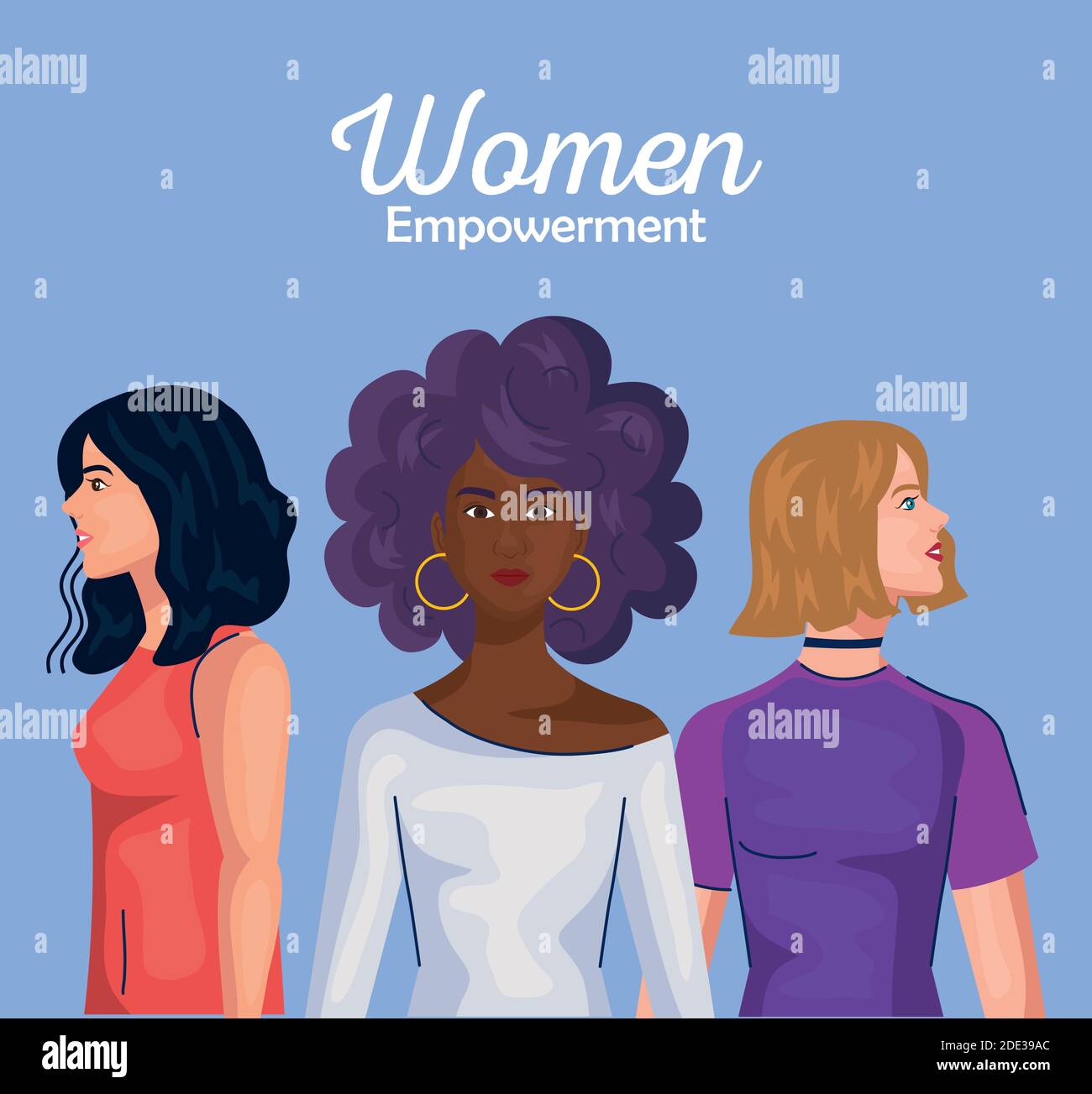 women empowerment with women cartoons from side vector design Stock ...