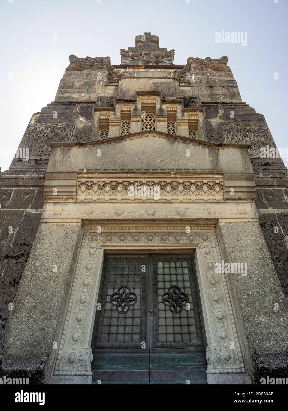 Pyramid-shaped funeral monument chapel of Crespi family at the cemetery ...