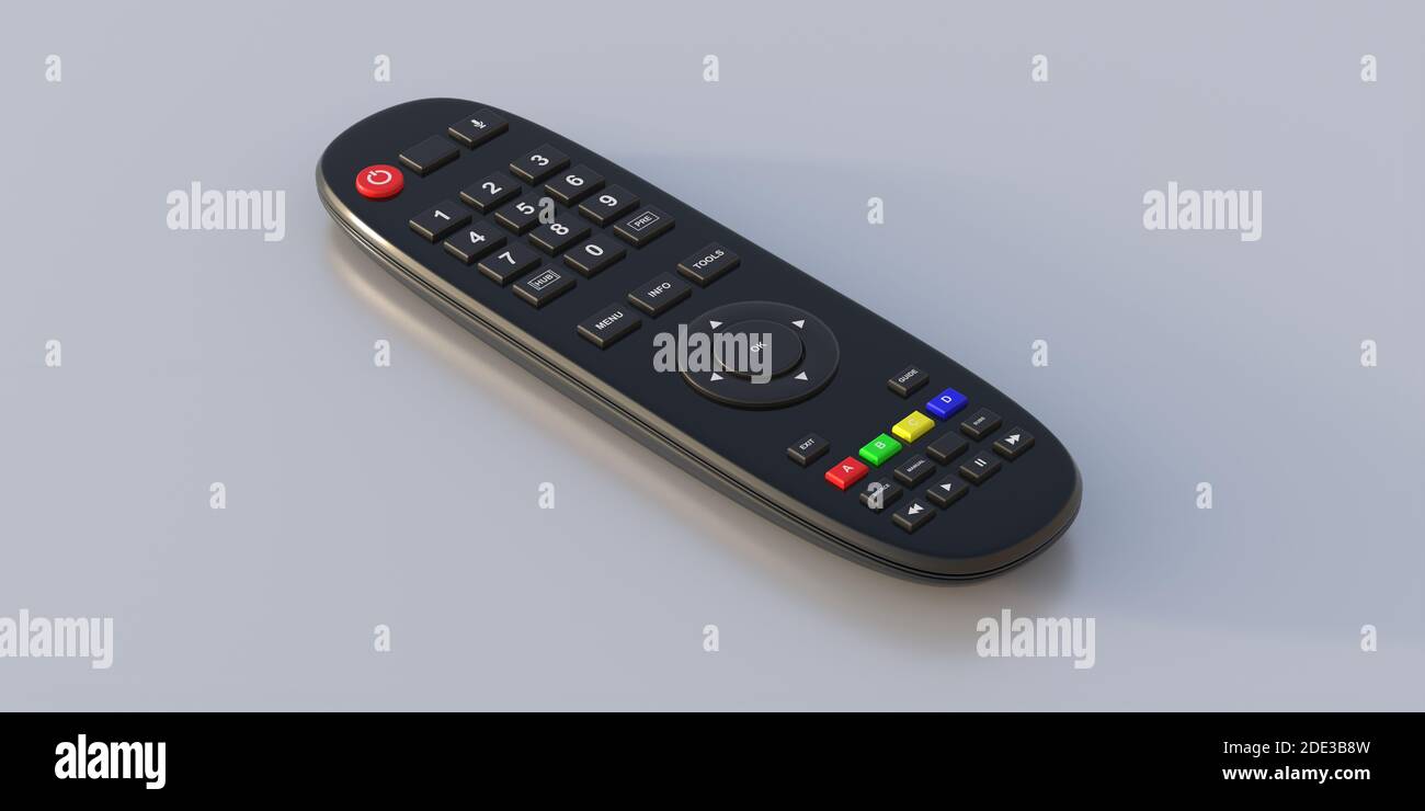 TV remote. Television controller isolated on pastel gray background. 3d ...