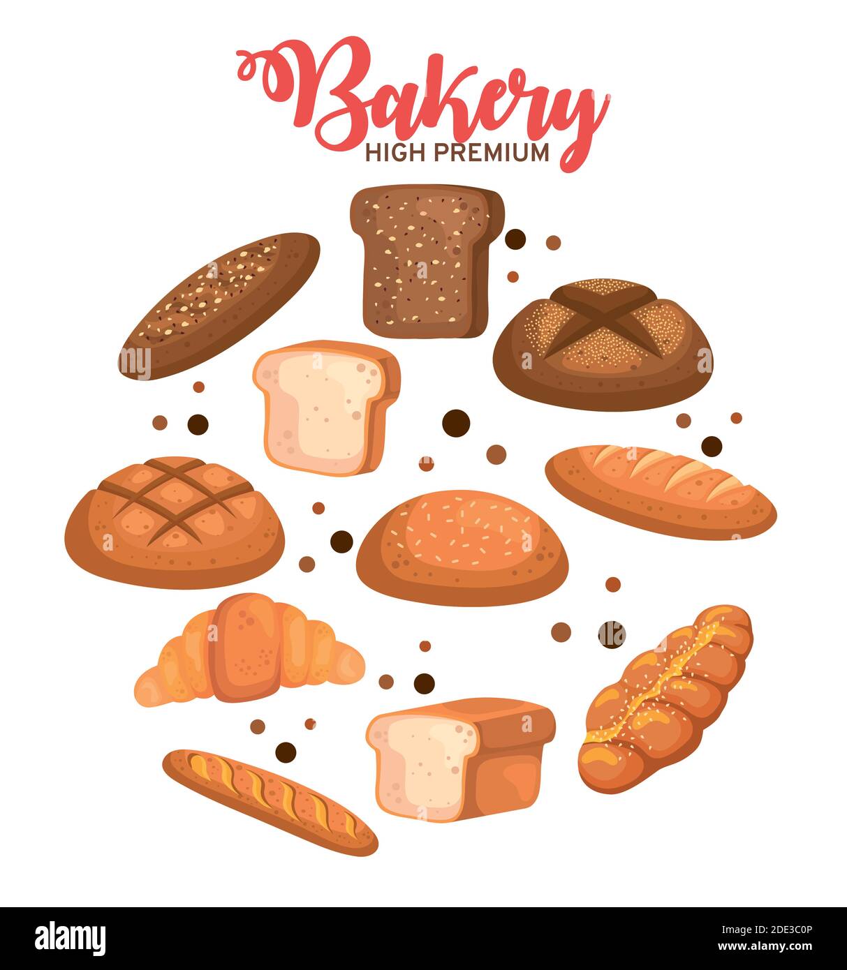 bread circle icon set of bakery isolated style icon vector design Stock ...