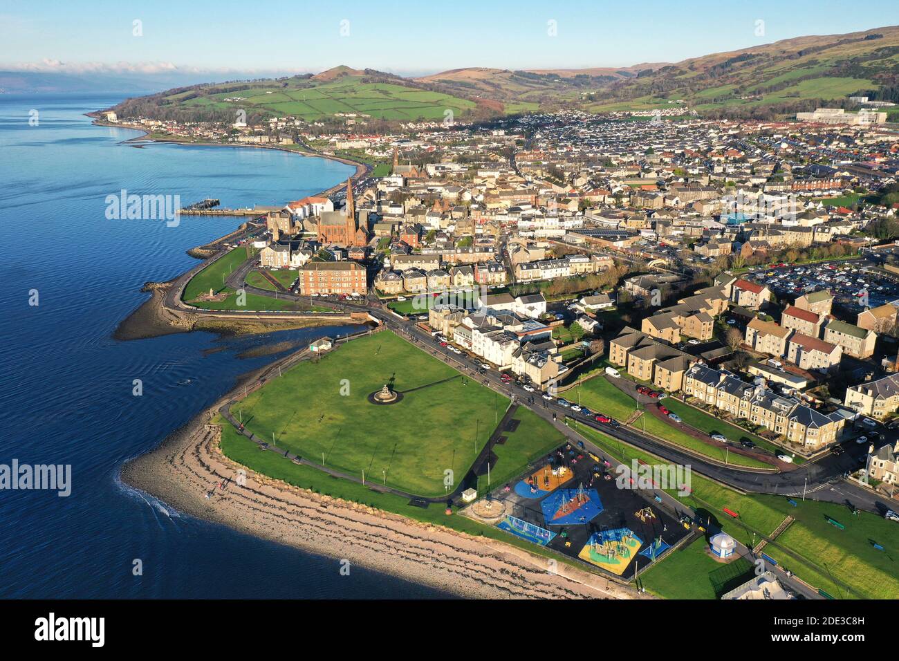 Aerial drone view of Largs, North Ayrshire Scotland Stock Photo - Alamy