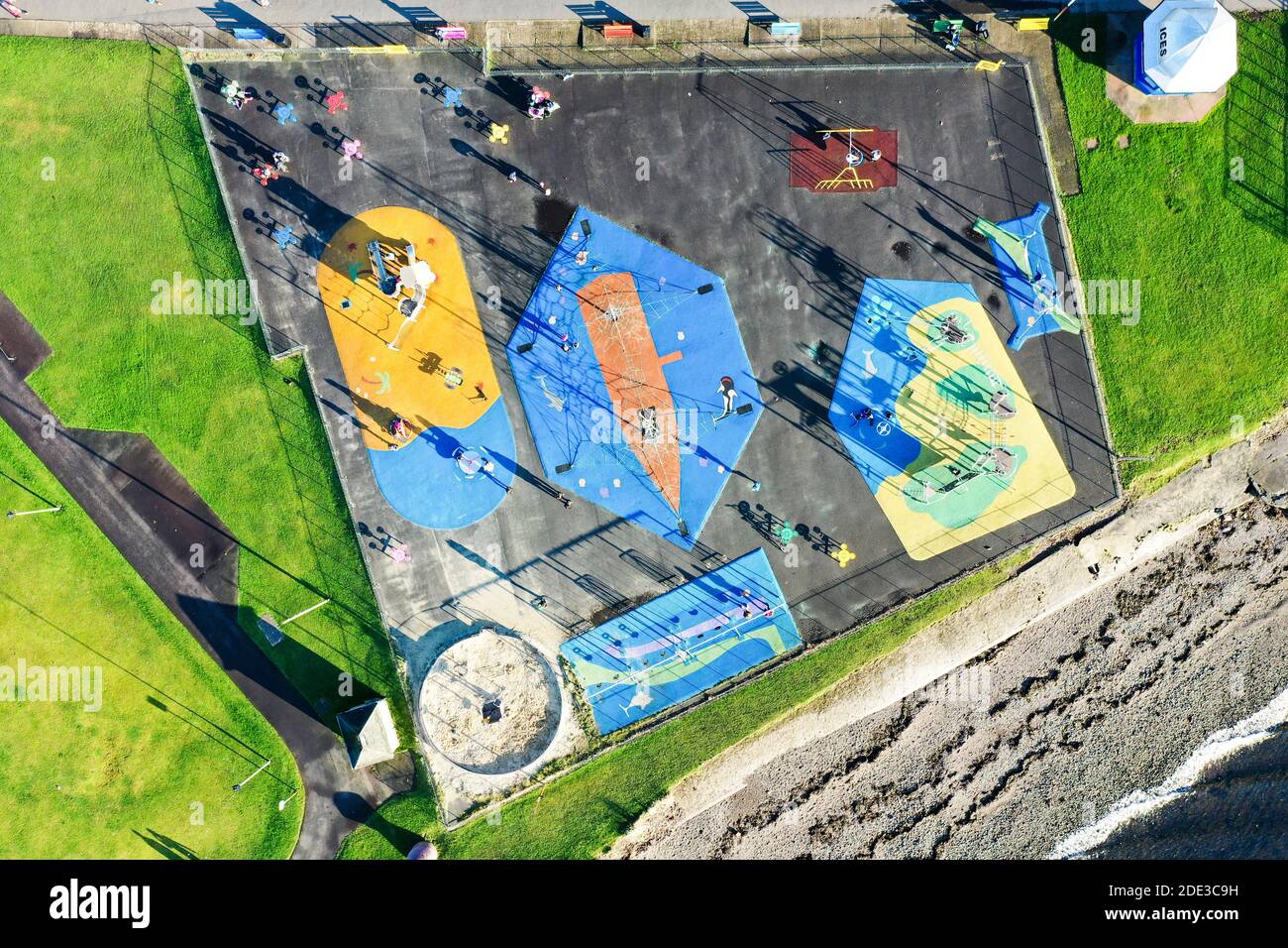 Aerial drone view of Makerston Park Largs Stock Photo - Alamy