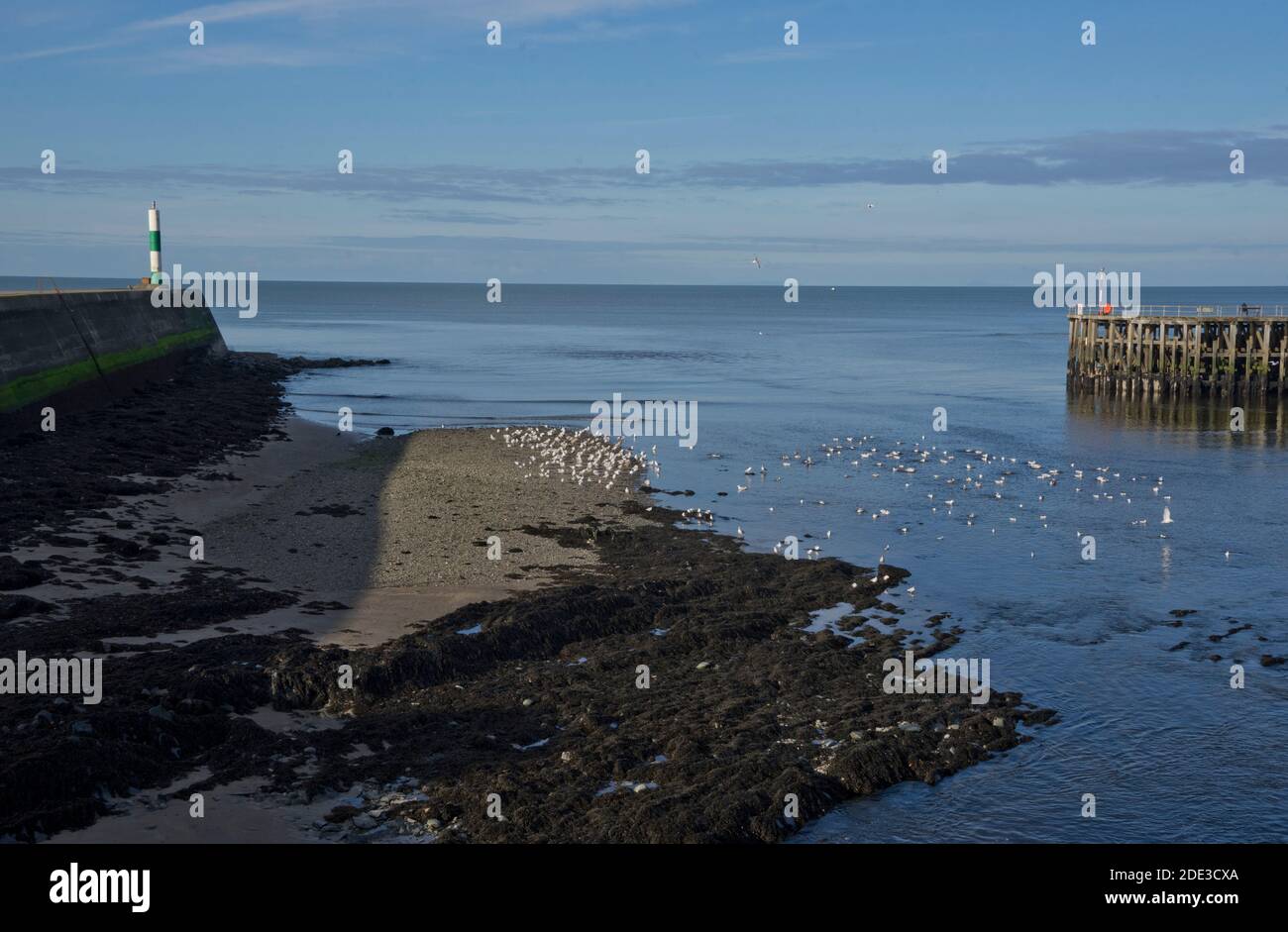 Lighthouse by the sea at the harbour in Aberystwyth,Ceredigion,Wales,UK ...