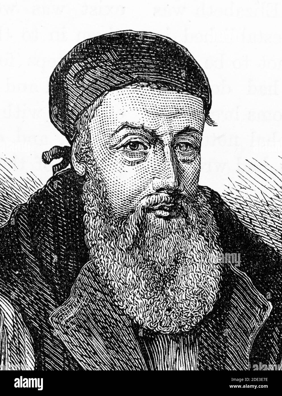 Engraving of Edmund Grindal (c. 1519 – 1583) prelate of the Church of ...