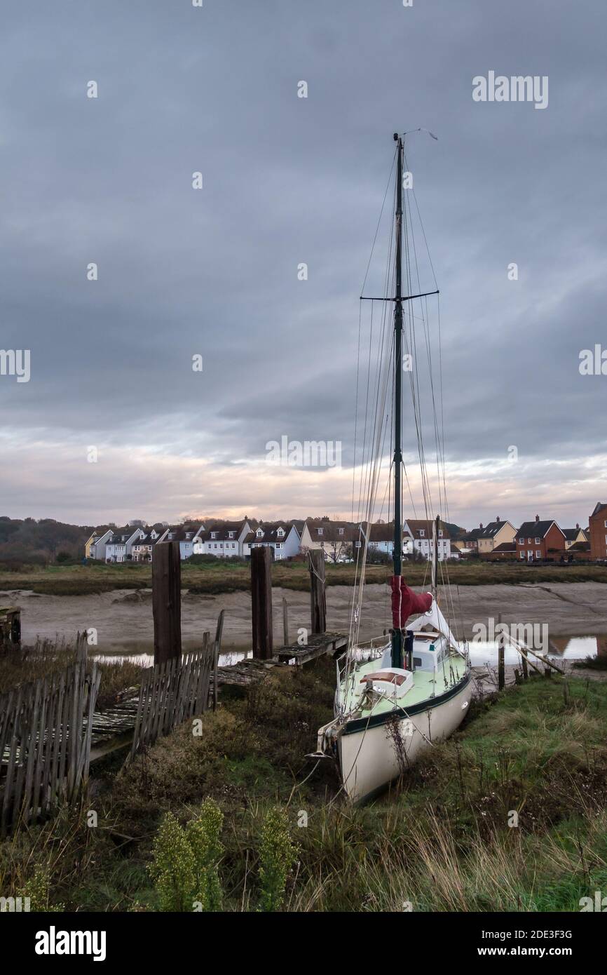 The River Colne front as it flows through the small Essex village of ...