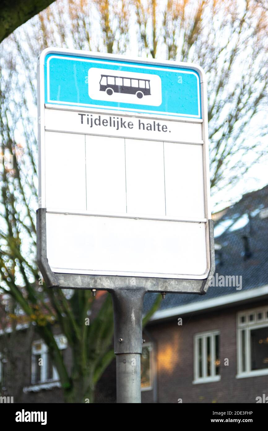 Temporary bus stop sign hi-res stock photography and images - Alamy