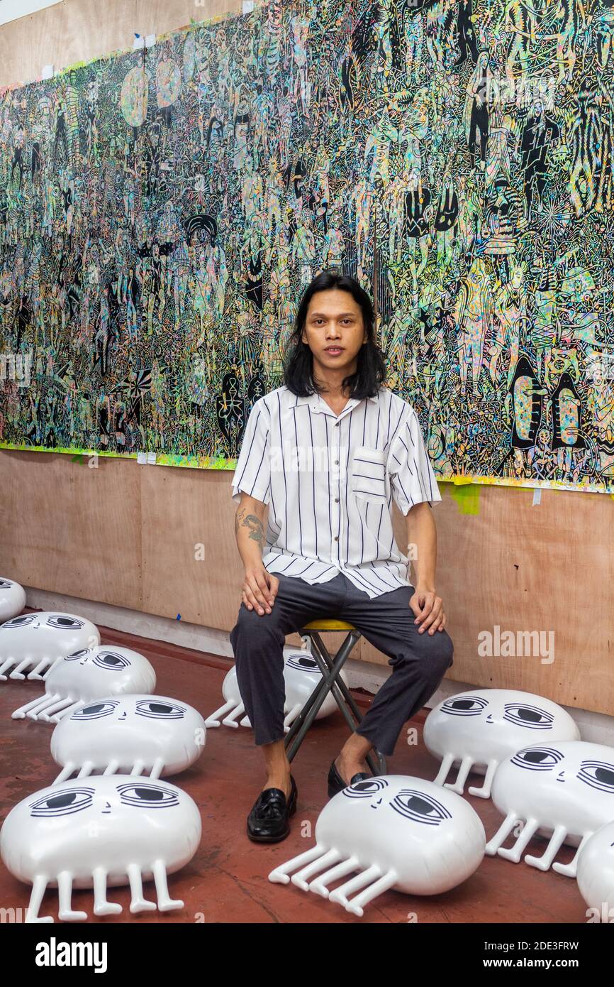 Filipino visual artist Dex Fernandez at his studio in Quezon City ...