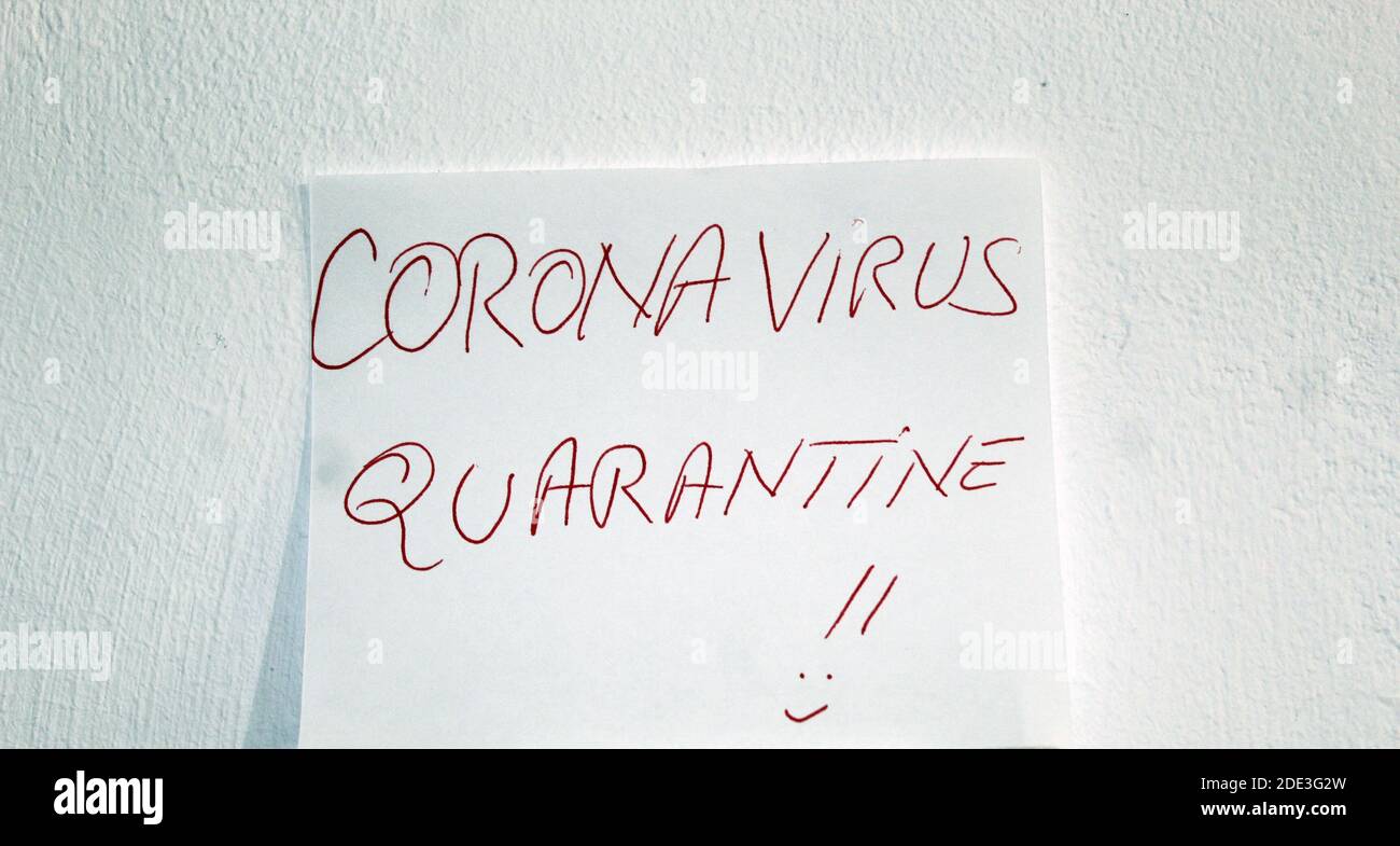 Self Quarantine red on a white background, because of Coronavirus (2019 ...