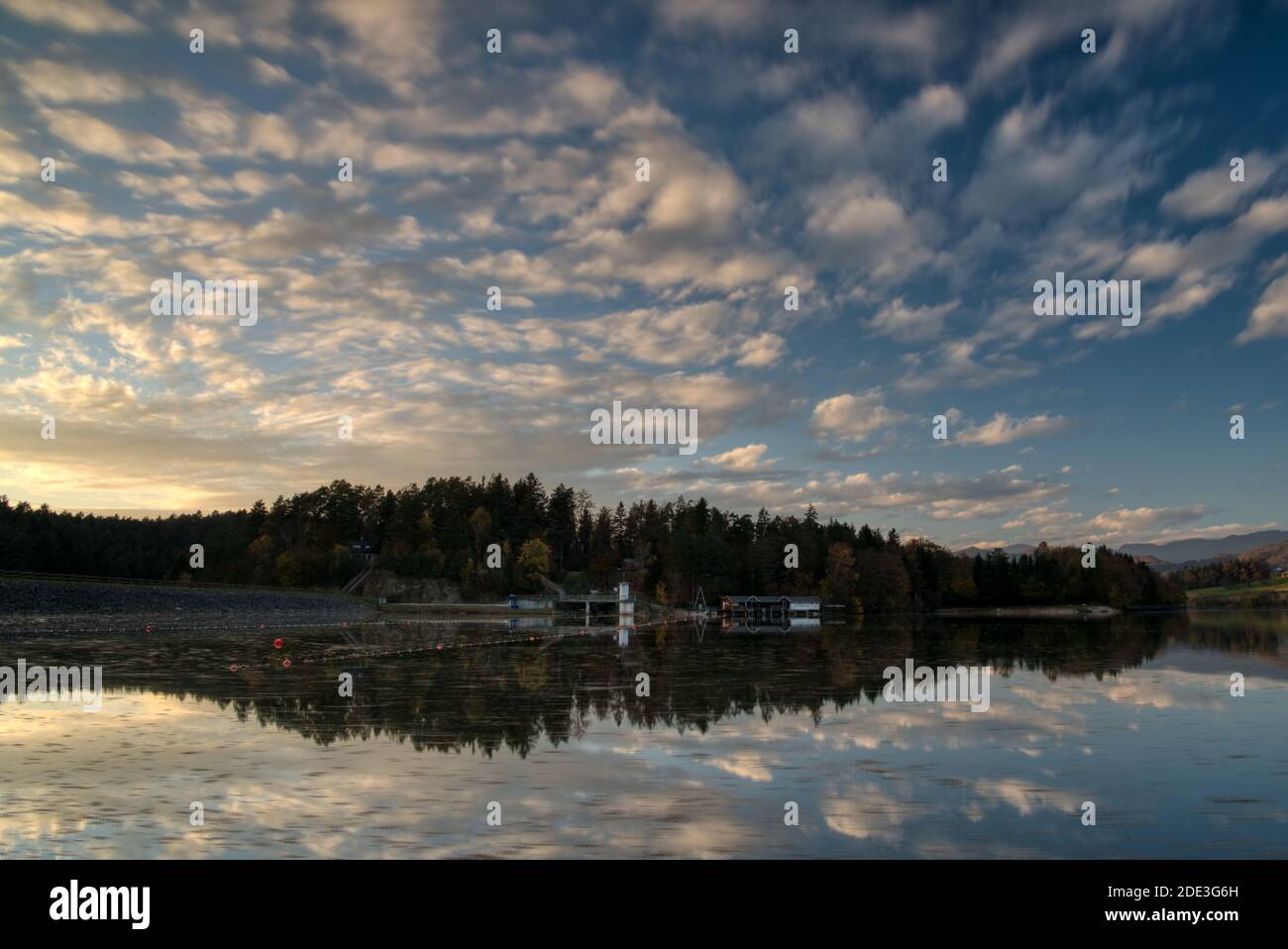 Romantic sunset time at the lake Stock Photo - Alamy