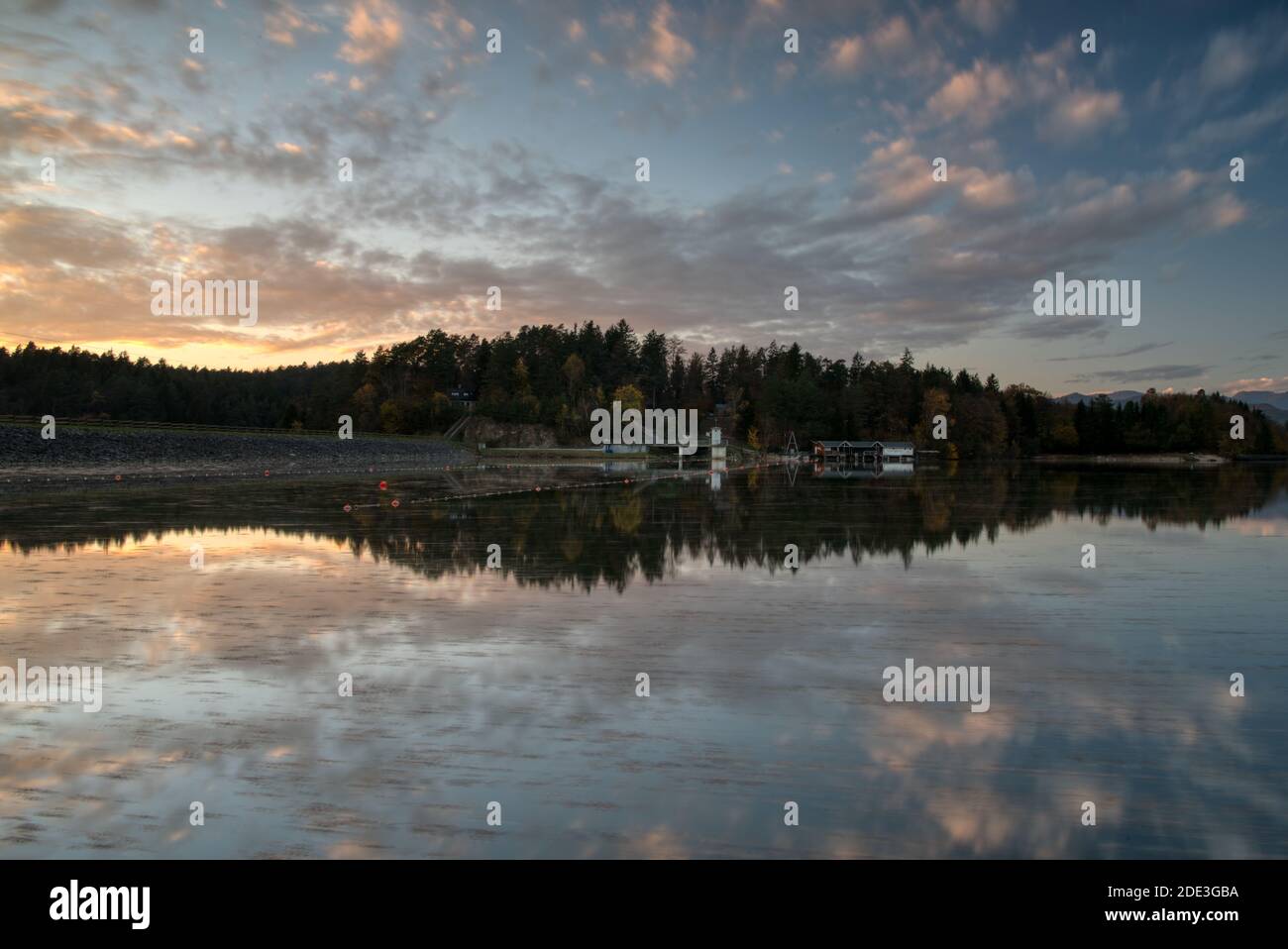 Romantic sunset time at the lake Stock Photo - Alamy