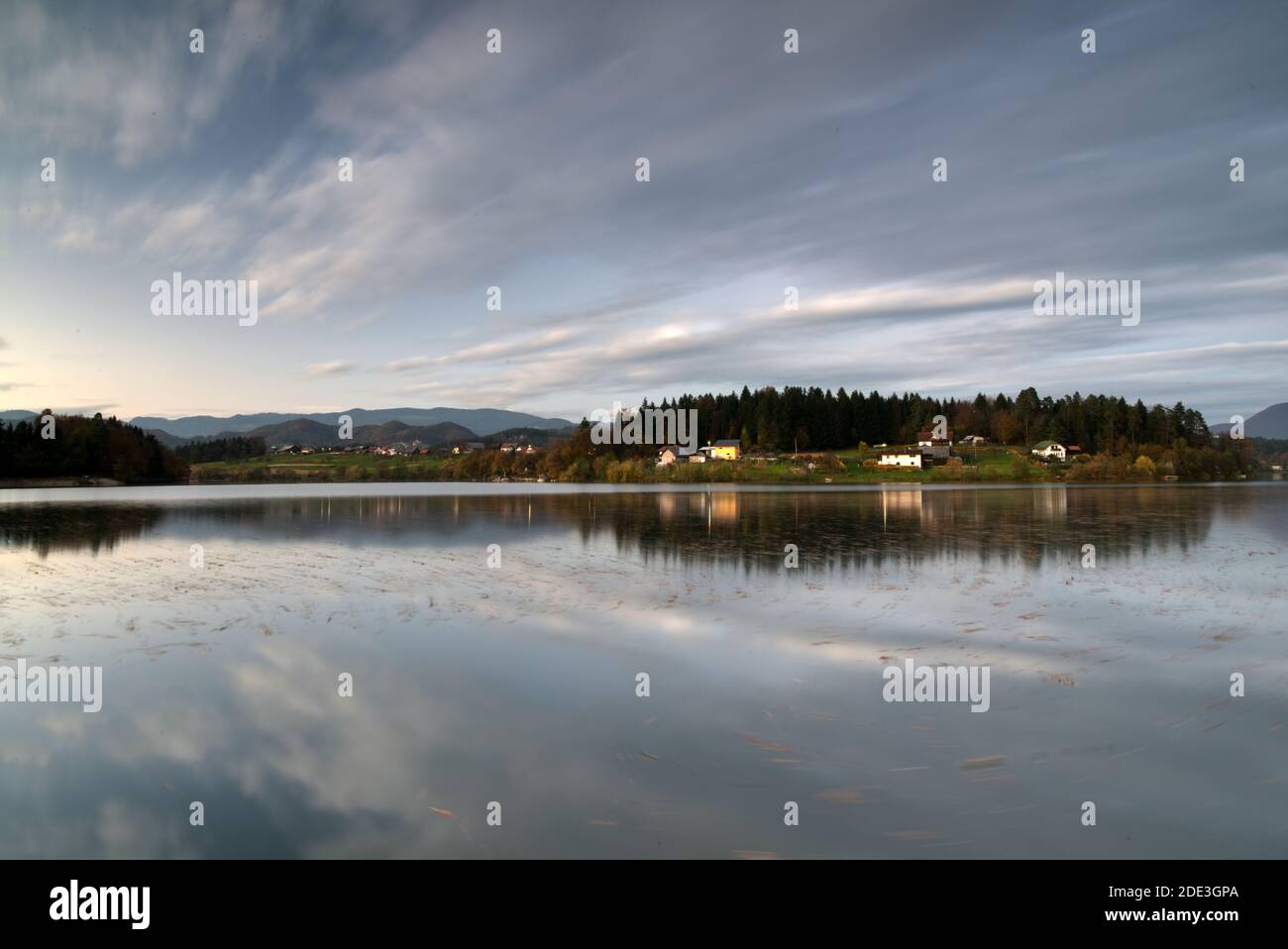Romantic sunset time at the lake Stock Photo - Alamy