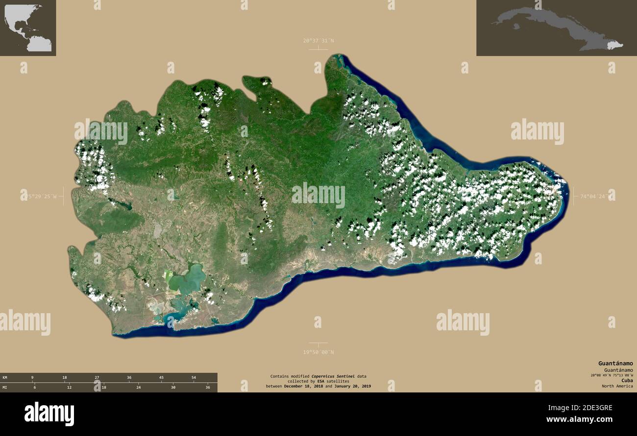 Guantanamo, province of Cuba. Sentinel-2 satellite imagery. Shape ...