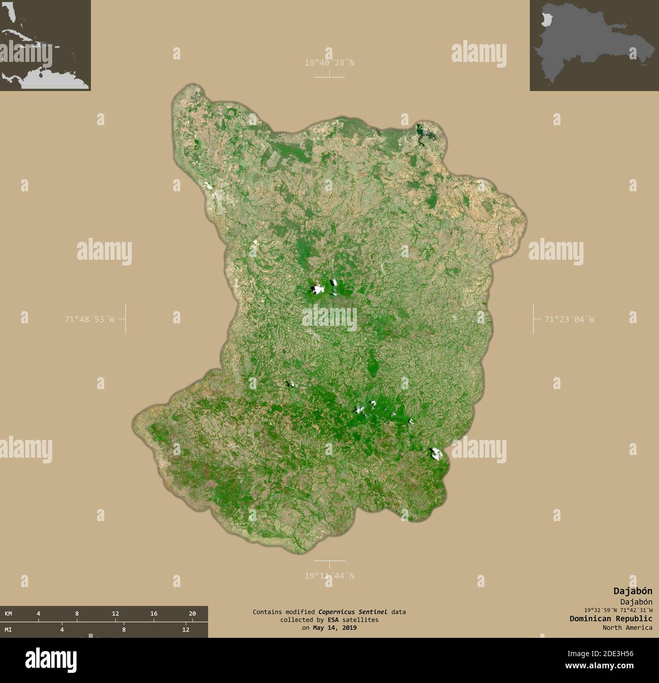 Dajabon, province of Dominican Republic. Sentinel-2 satellite imagery ...
