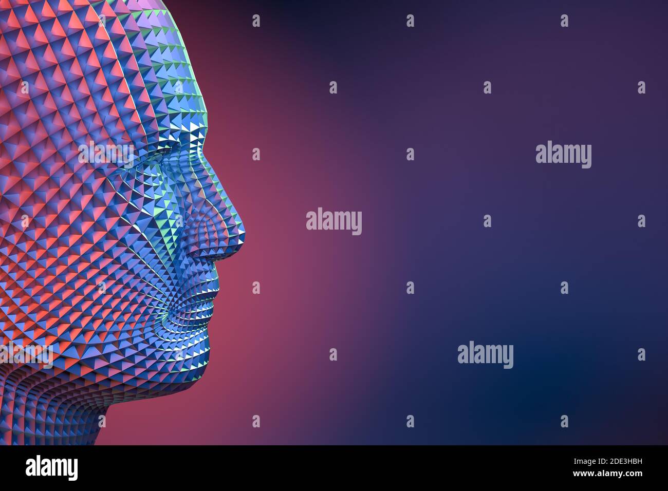 Digitized Model of a male human head. Science fiction robot concept ...